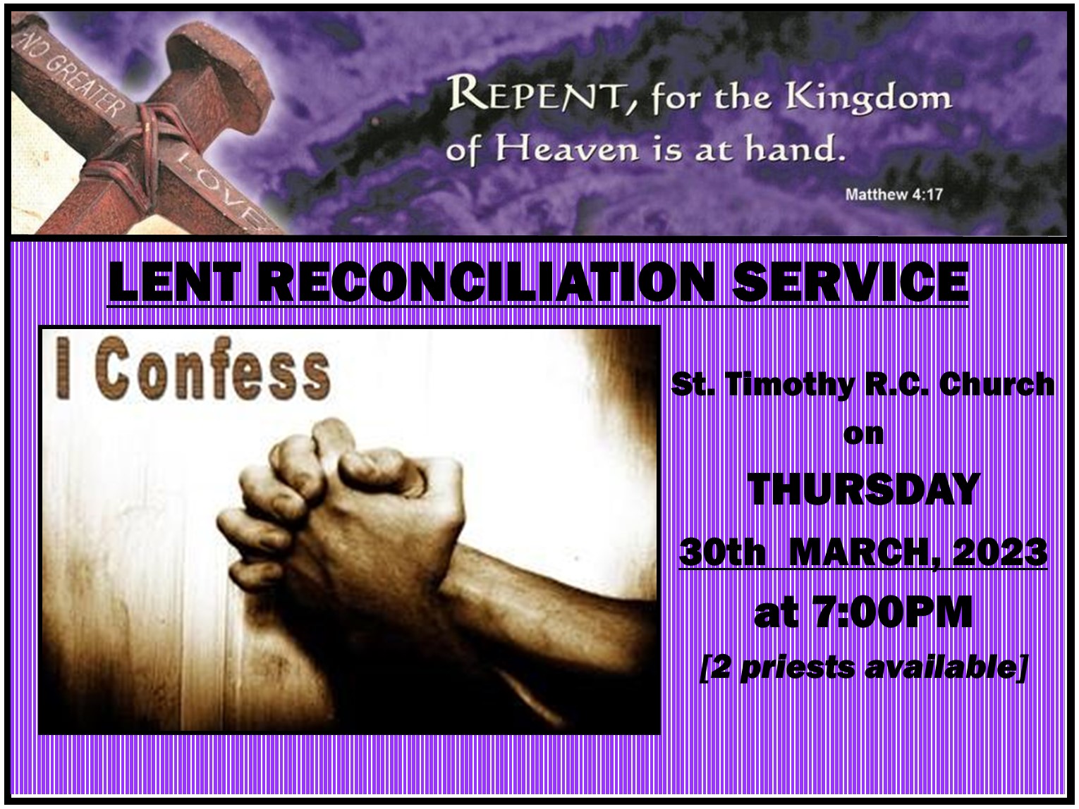 St. Timothy Parish, Orangeville - Day of Confessions in Lent